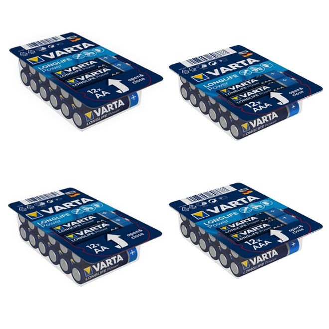 [Paket] Varta - AA & AAA Batterien Longlife Power Set mit 48 Stück (je 24 Stk. LR6 & LR03 ...