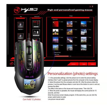 HYSJ - Gaming Maus mit LED und kleinem Screen für Fotos - J500 ...