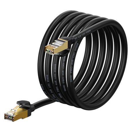 Baseus - High Speed Netzwerkkabel CAT-7 (3m) - 10 Gigabit Ethernet LAN RJ45 Kabel - schwarz ...