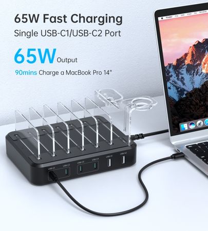 Choetech - 6 Port USB Ladestation (120W) - Multiport Ladedock (4x USB-C ...