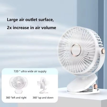 Tischventilator mit Befestigungs-Clip, Akku, Nachtlicht - 5 ...